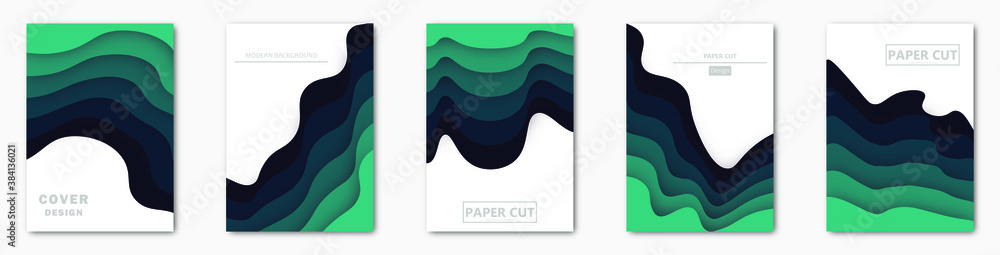 Paper Cut Wave Shapes Curve. Modern Origami Design for Business ...