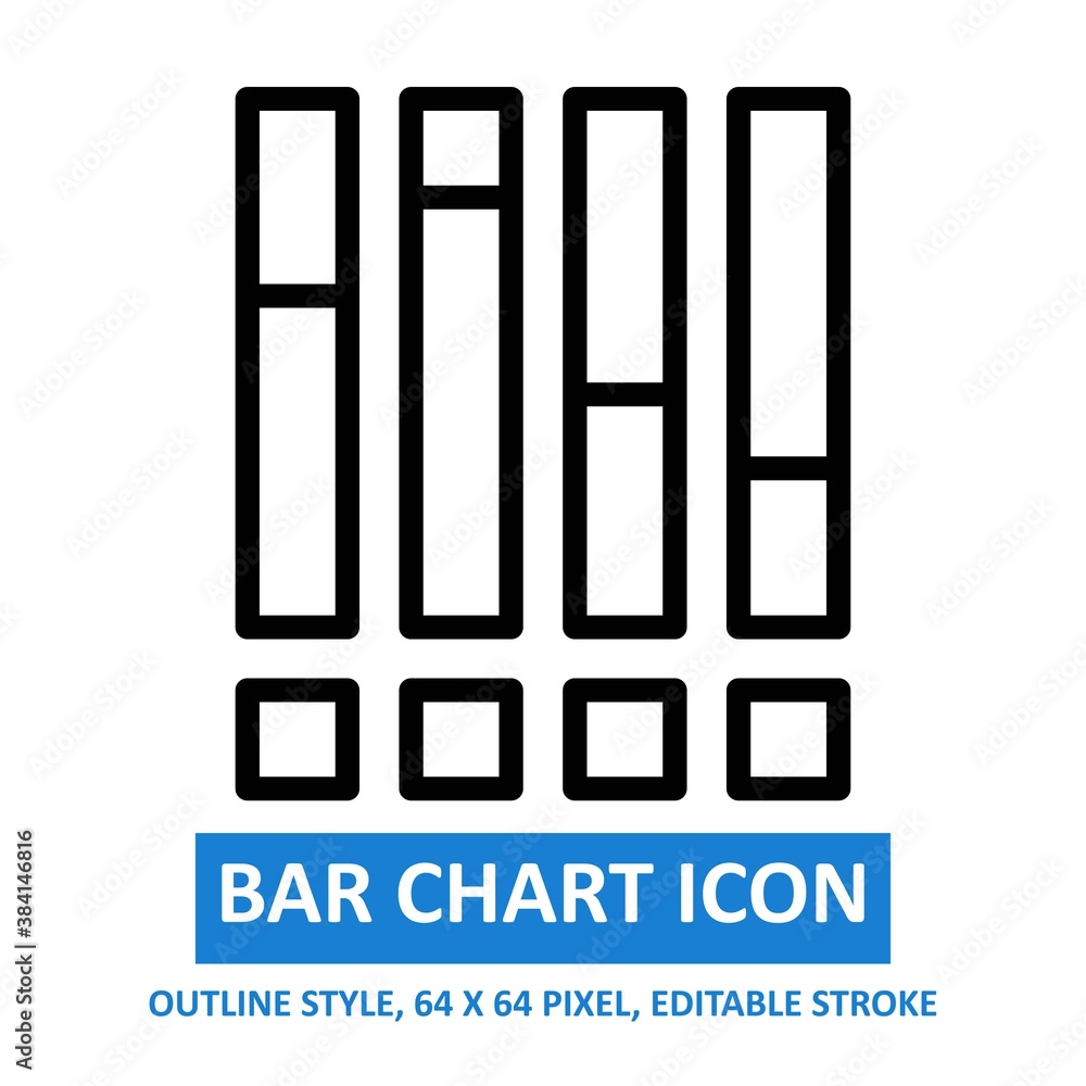 bar chart icon outline style on white background. chart and diagram ...
