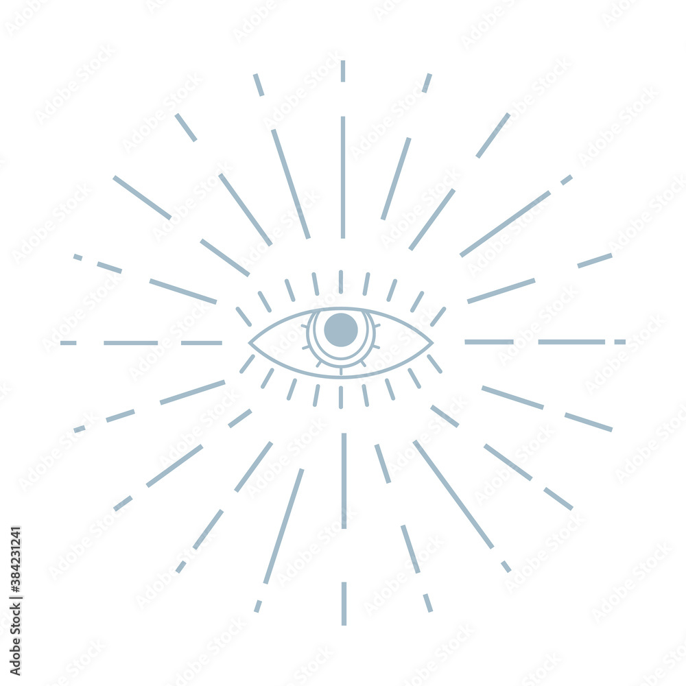 Vector de Stock Human world eye with rays. Illuminati logo. World order ...