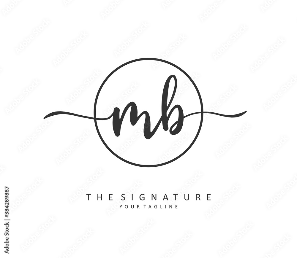 M B MB Initial letter handwriting and signature logo. A concept ...