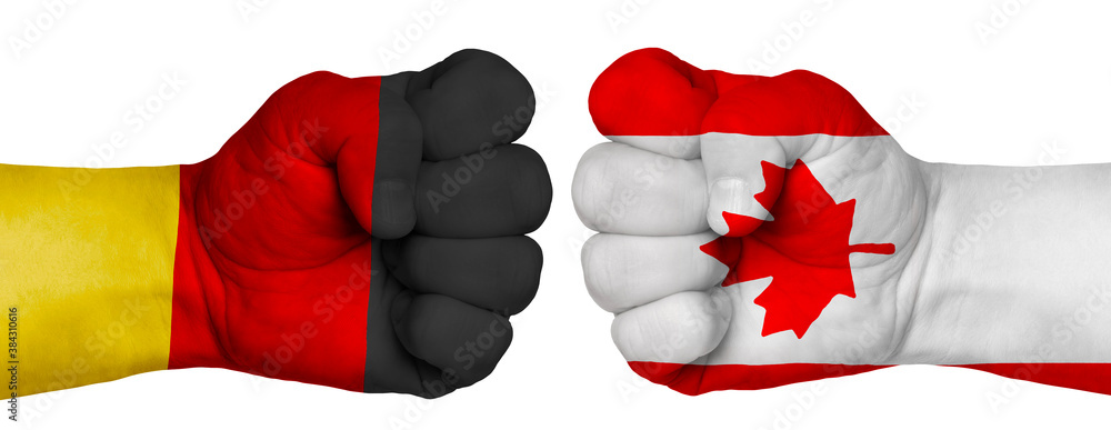 Two hands are clenched into fists and are located opposite each other ...