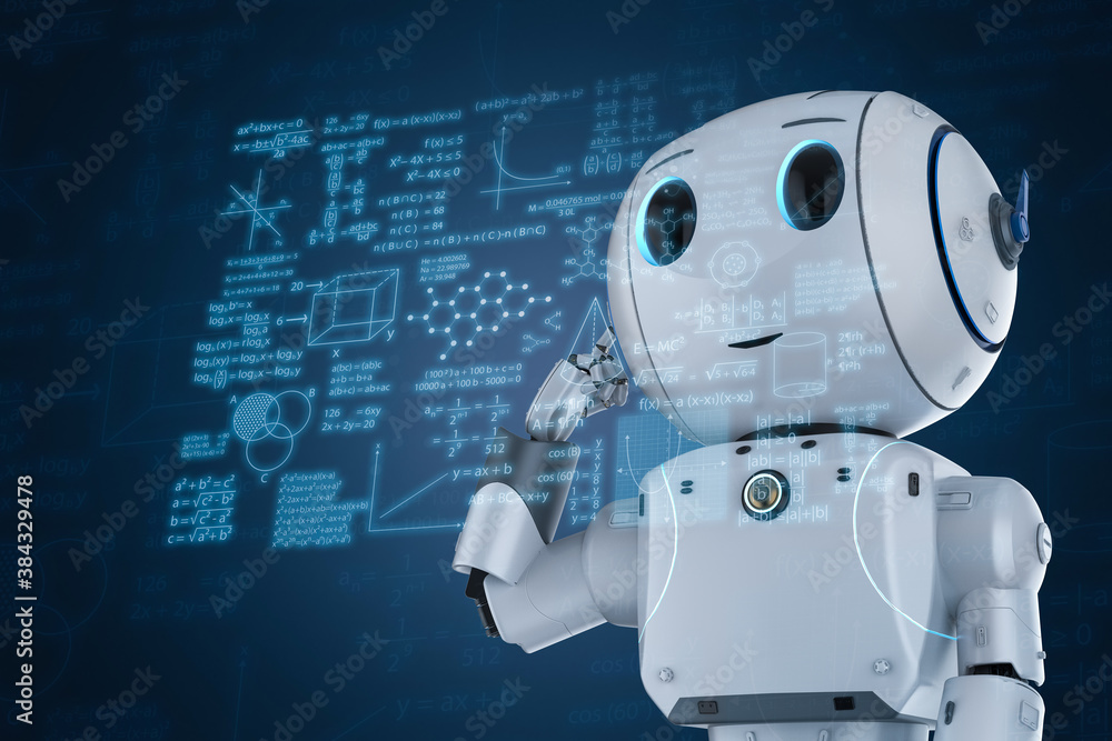 cute artificial intelligence robot learning Stock Photo | Adobe Stock