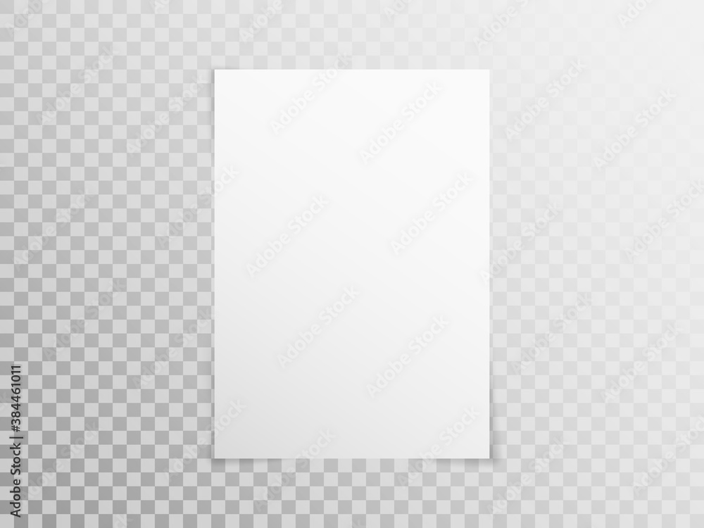 Vector de Stock Paper sheet blank on transparent backdrop. Realistic ...
