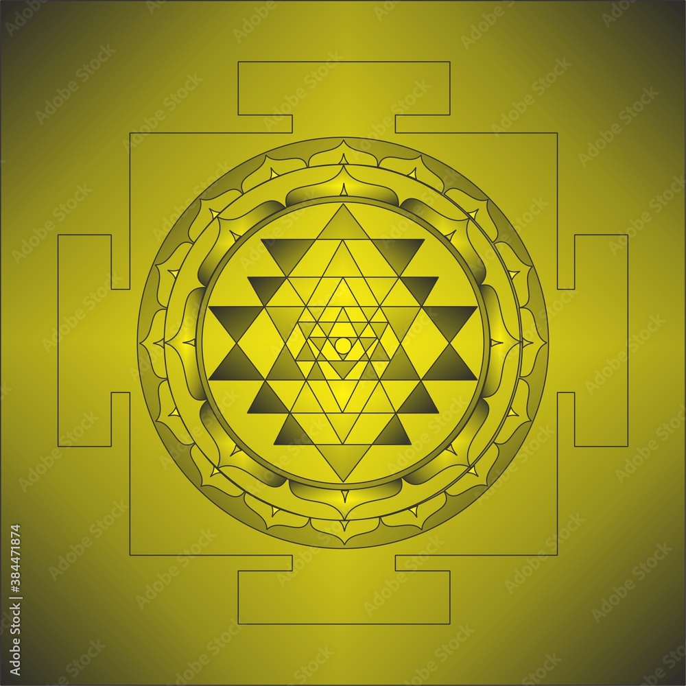 Sri Yantra, Hexagram pattern - Sacred Geometry, Vector Illustration ...