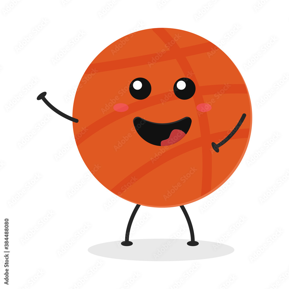 Cute flat cartoon basketball illustration. Vector illustration of a ...