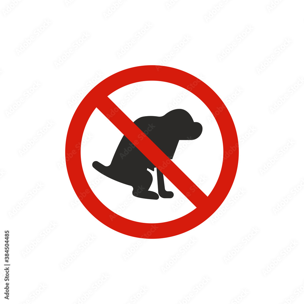 No dog pooping sign. Prohibition symbol modern, simple, vector, icon ...