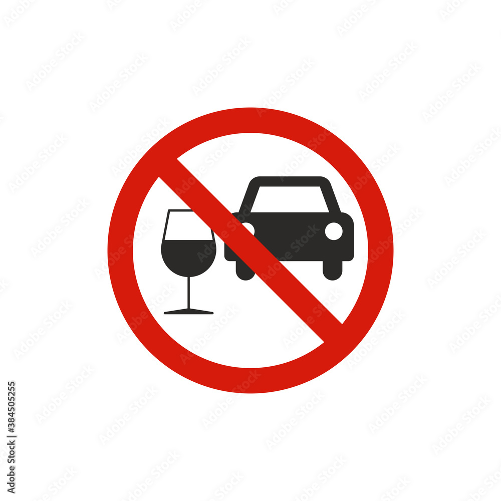 Do not drink and drive sign. Prohibition symbol modern, simple, vector ...