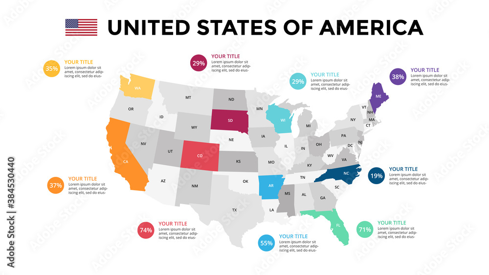 United States of America vector map infographic template. Slide ...