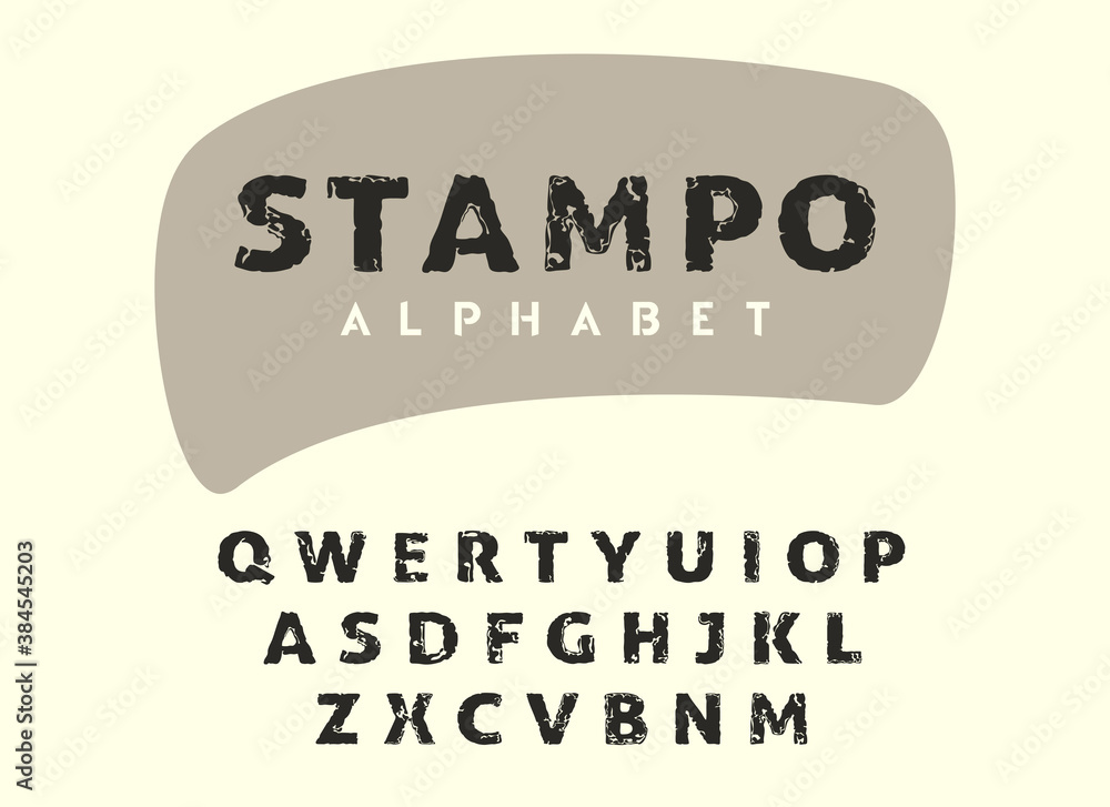 Vector alphabet in retro stamp style, vintage scratch grunge font ...