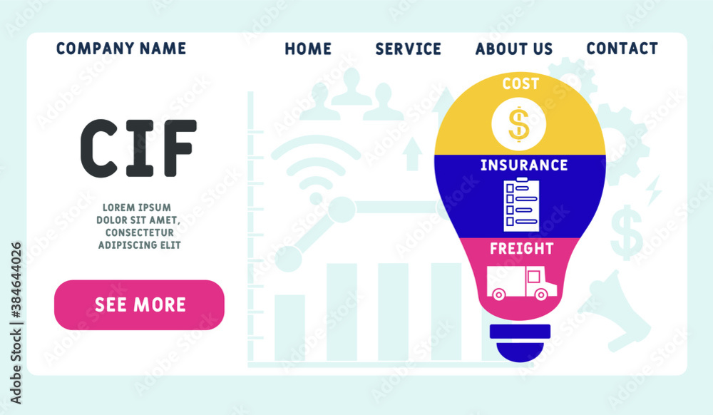 Vector website design template . CIF - Cost Insurance Freight acronym ...