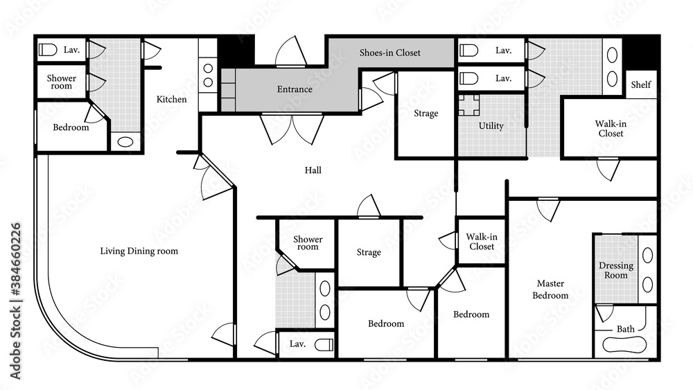Sample layout of a luxury condominium Stock Vector | Adobe Stock