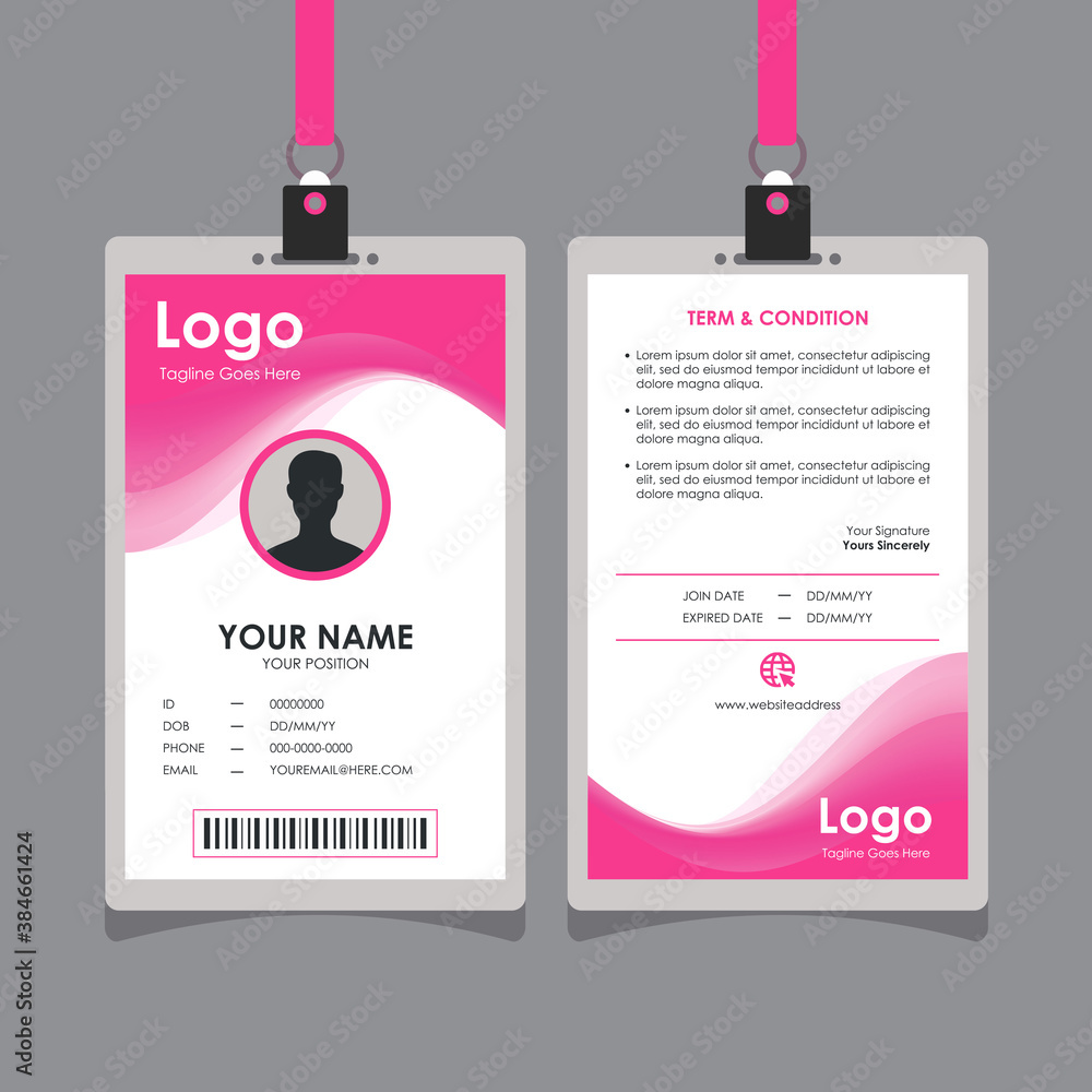 Abstract Smooth Pink Wavy Id Card Design with Blurry Mesh Background ...