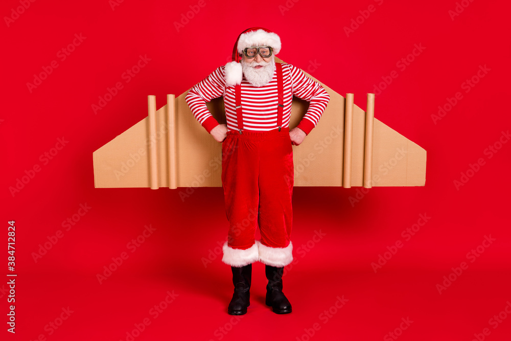 Full length body size view of his he handsome strict bearded Santa ...