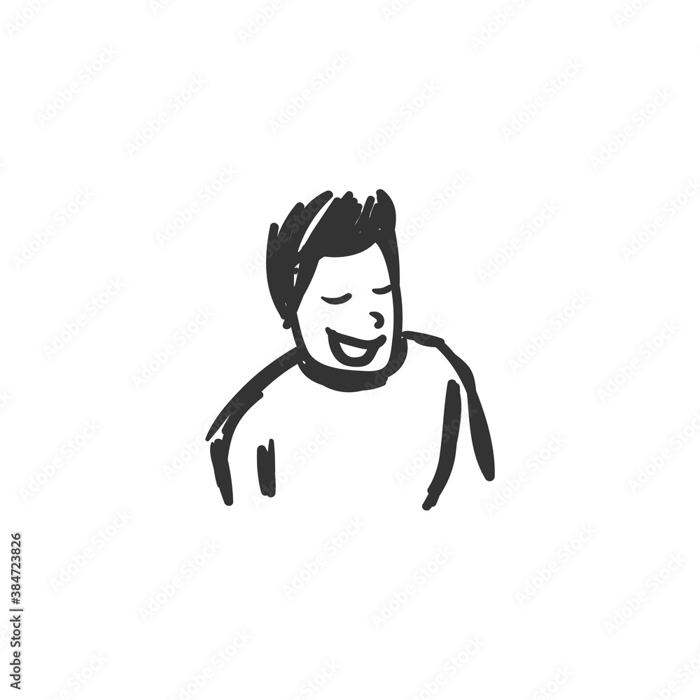 Self-confidence feeling icon. Self-confident man. Outline sketch ...