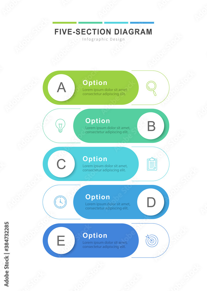Five section diagram infographics 素材庫向量圖 | Adobe Stock