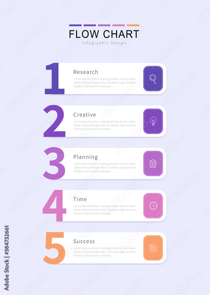 Five stage flow chart Stock Vector | Adobe Stock