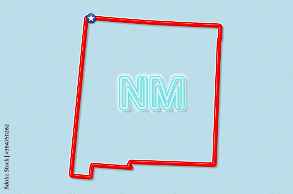 New Mexico US state bold outline map. Vector illustration Stock Vector ...