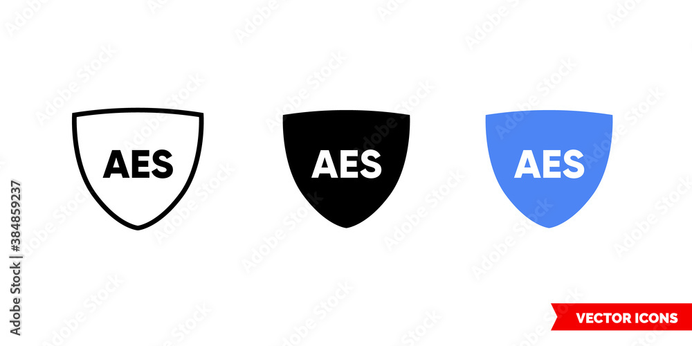 Security AES icon of 3 types color, black and white, outline. Isolated ...