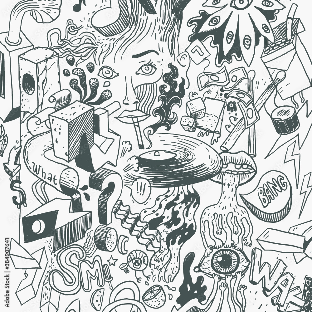 scribble, doodle style abstract background, vector illustration Stock ...