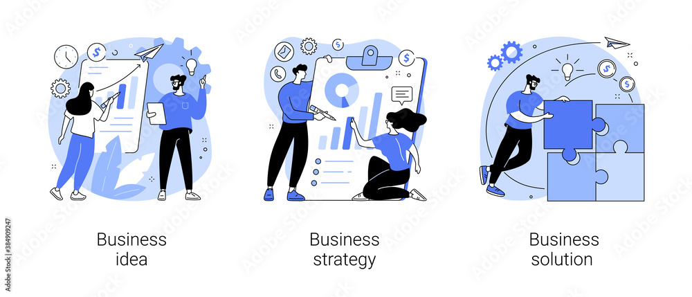 Business plan abstract concept vector illustration set. Business idea ...