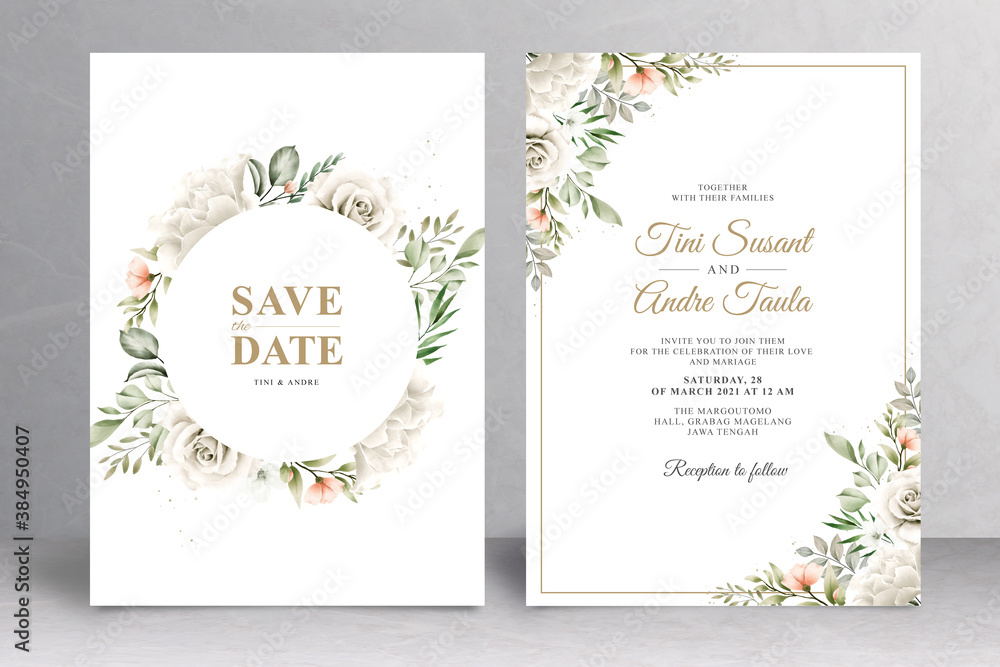 Beautiful floral wedding card template Stock Vector | Adobe Stock