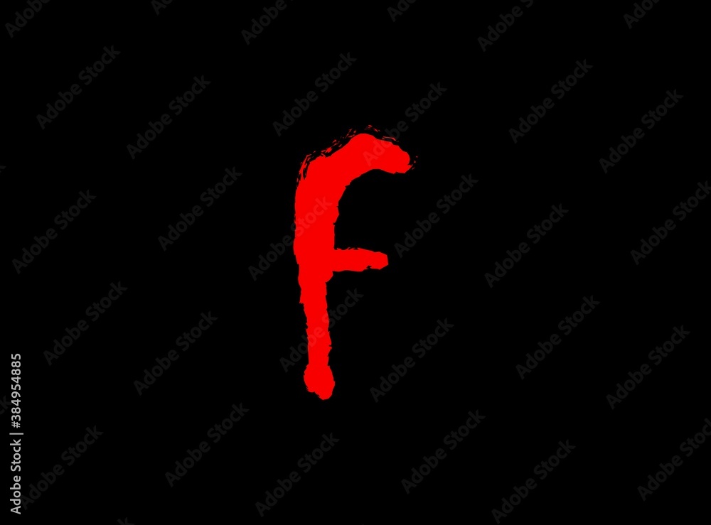 Vetor F Horror bloody, scary vector letter. Insane Fear brutal, scream ...