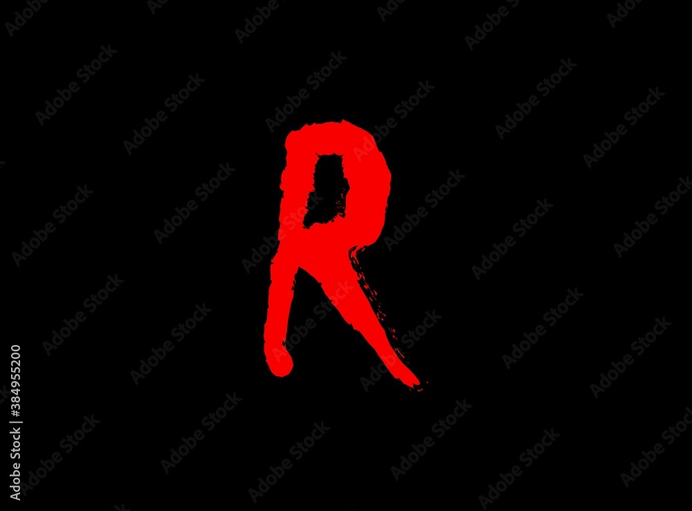 R Horror bloody, scary vector letter. Insane Fear brutal, scream font ...