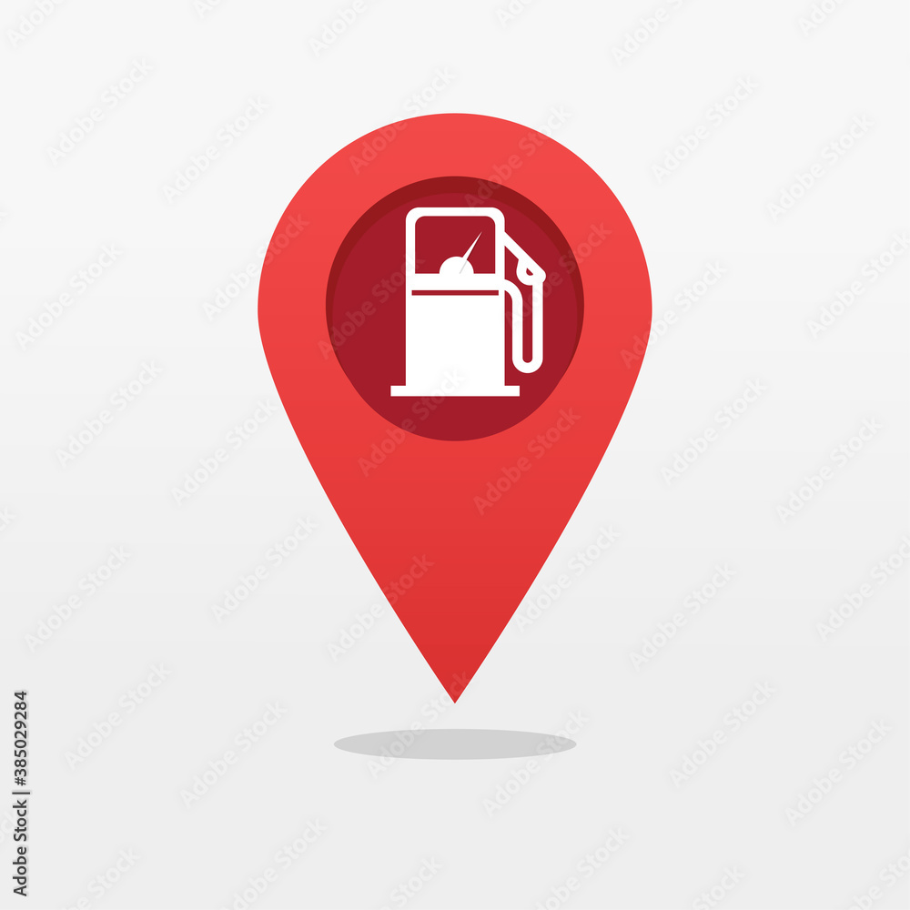 Gas petrol fuel station pin pointer marker shape icon vector, gasoline ...