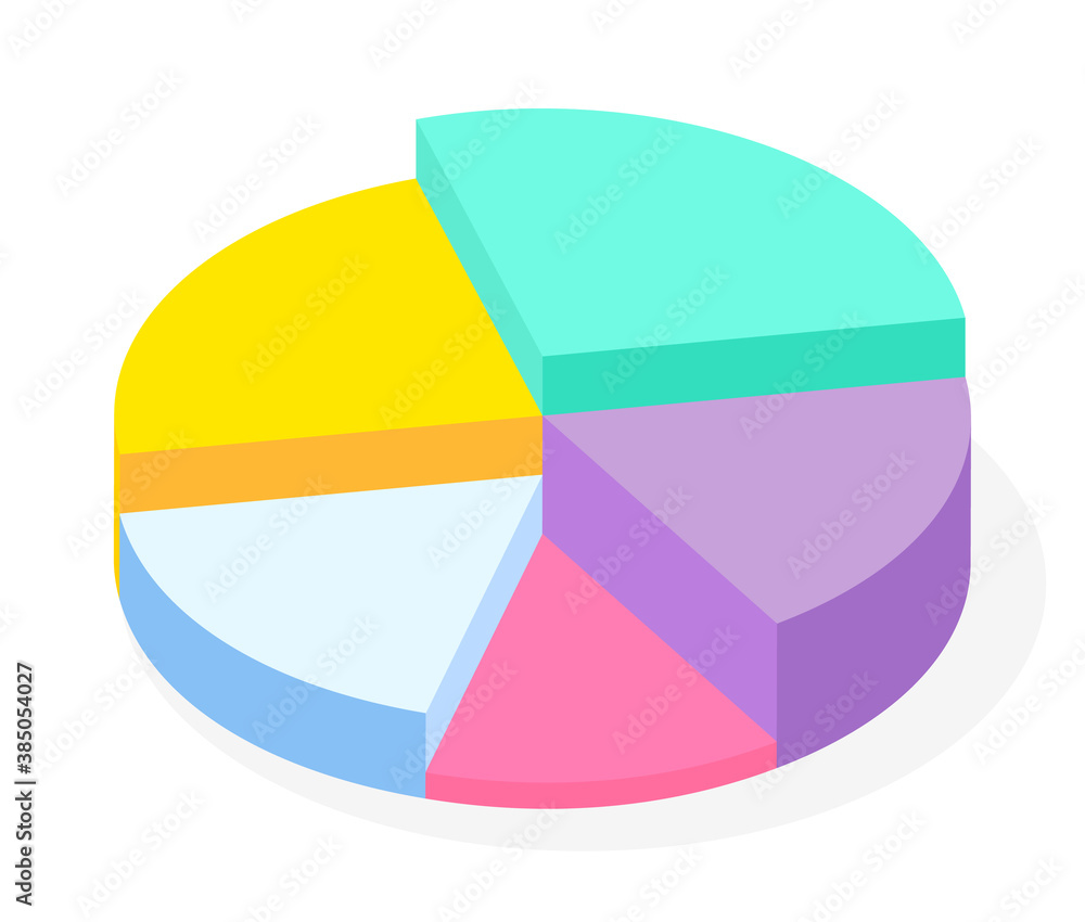 Pie chart for analysis statistic info. Isometric pie chart visual ...