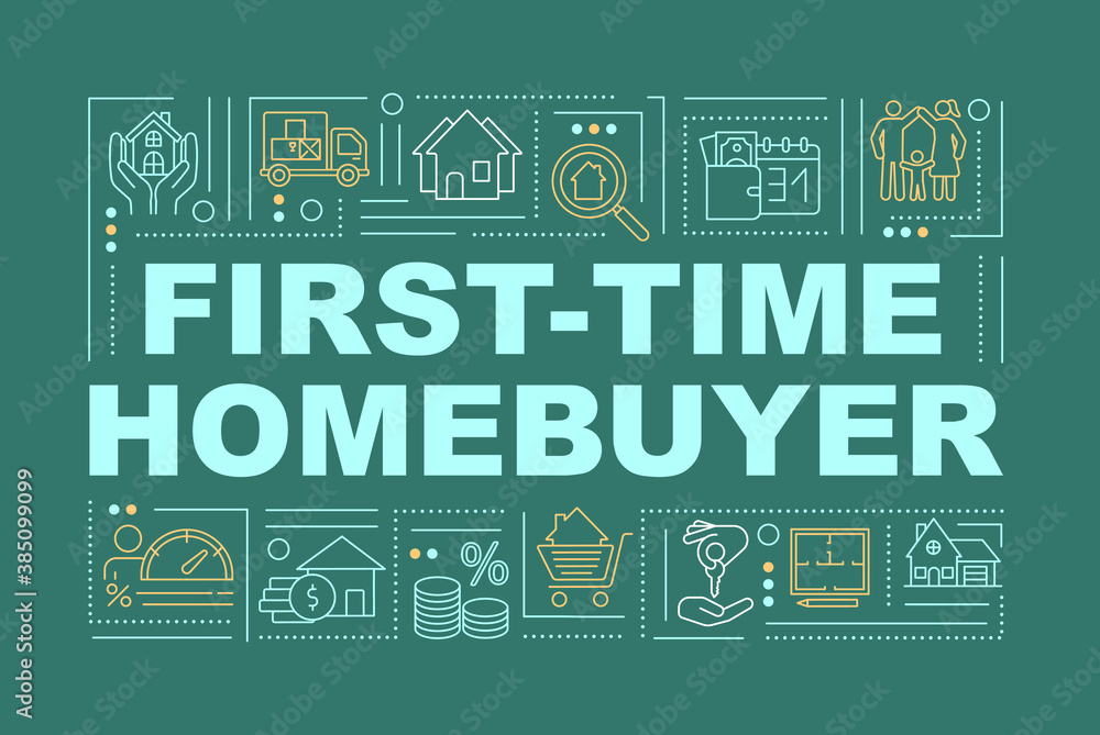 First-time homebuyer word concepts banner. Owned property. Looking for ...