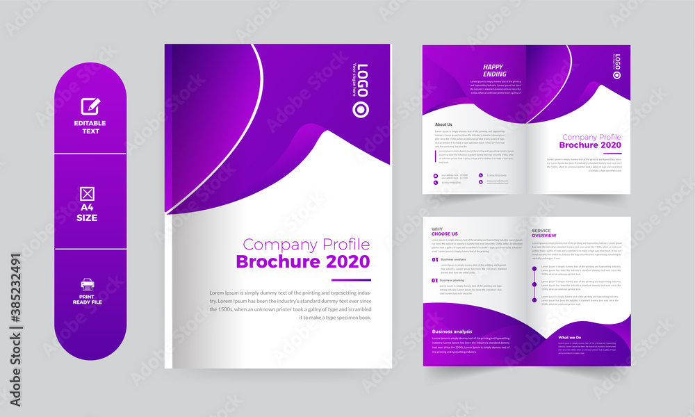 Stock-Vektorgrafik „Corporate bi-fold Business brochure design, Clean ...