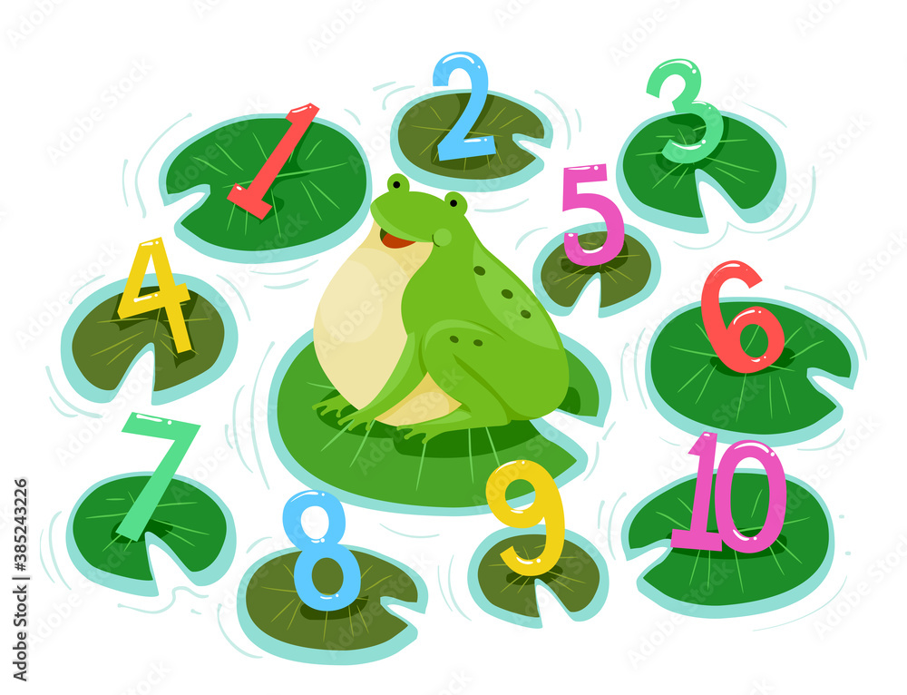 Frog Pond Numbers Illustration Stock Vector | Adobe Stock