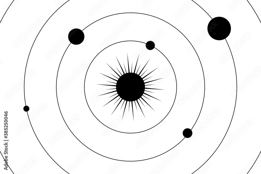 Abstract illustration with solar system on white background for ...