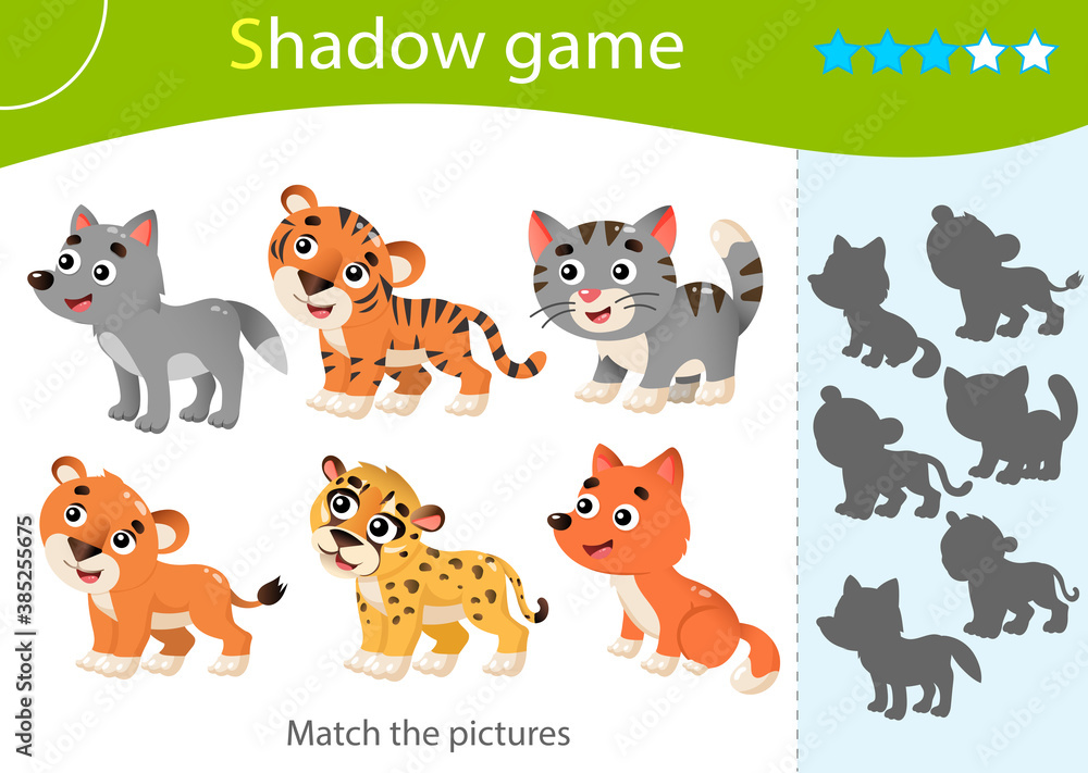 Shadow Game for kids. Match the right shadow. Color images of baby ...