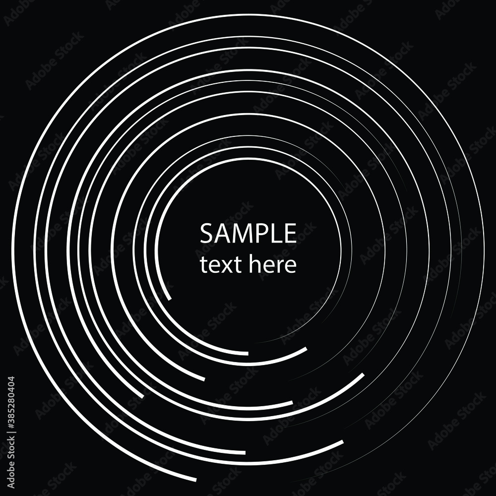 White radial curvy concentric speed lines. Circle form. Vector ...