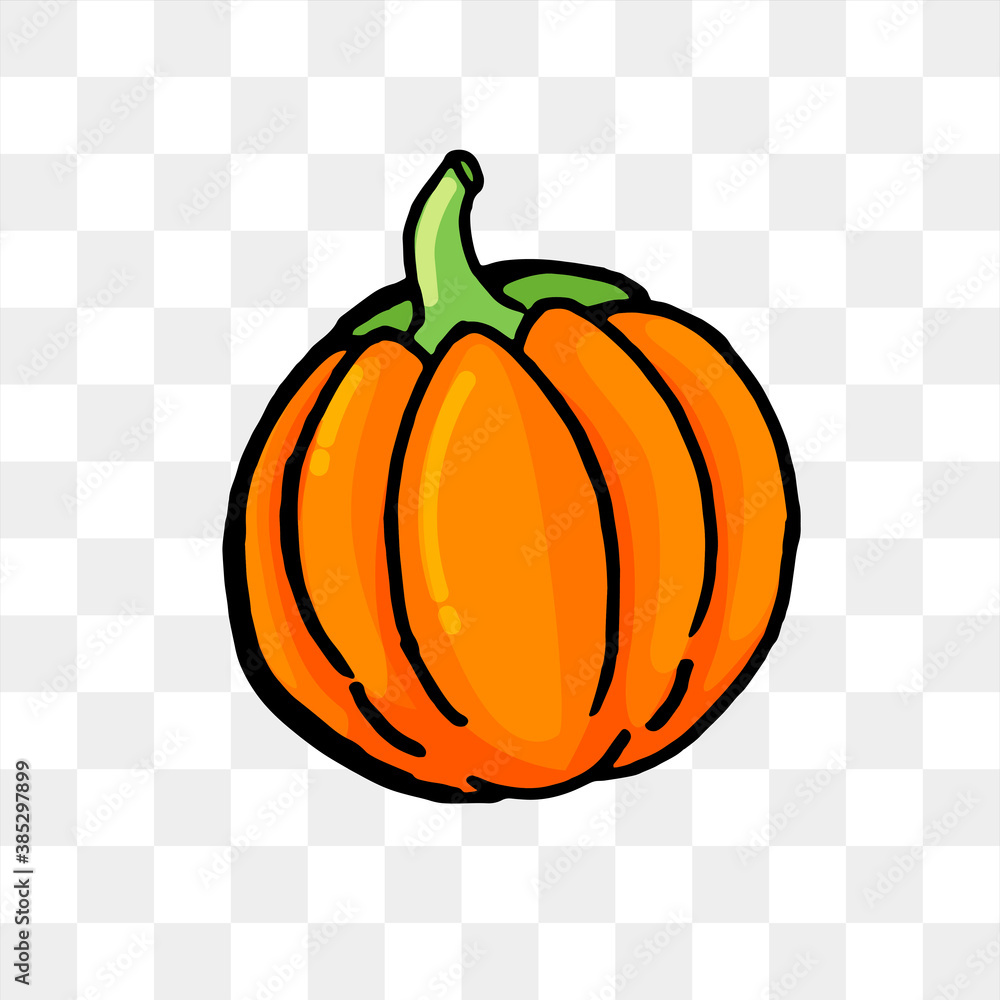 vector illustration of cute pumpkin isolated on transparent background ...