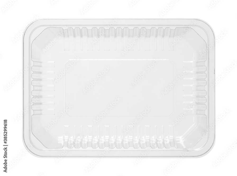 Plastic food box disposable top view (with clipping path) isolated on ...