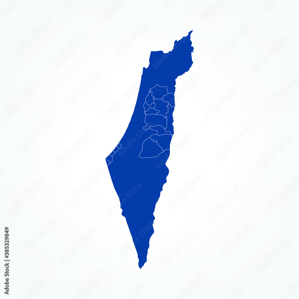 High Detailed Blue Map of Palestine on White isolated background ...