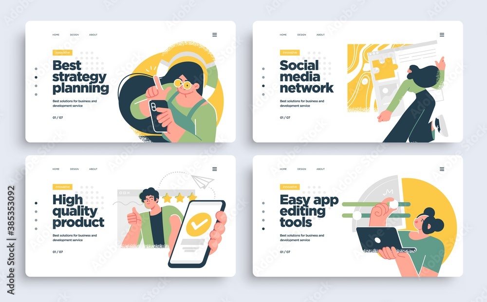 Set of Presentation slide templates or landing page websites design ...
