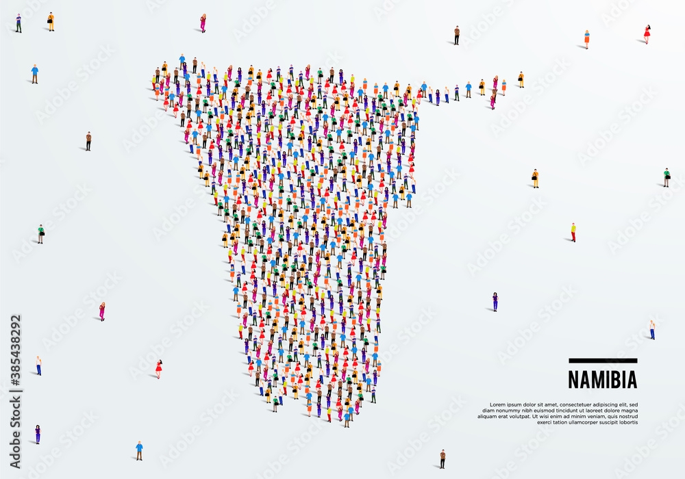 Vector de Stock Namibia Map. Large group of people form to create a shape of Namibia Map. vector ...
