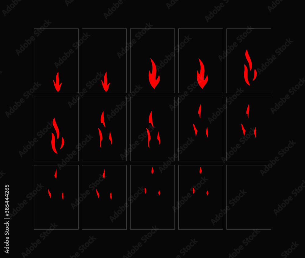 Fire sparks animation. Flame effect sprites sheet for games, video ...