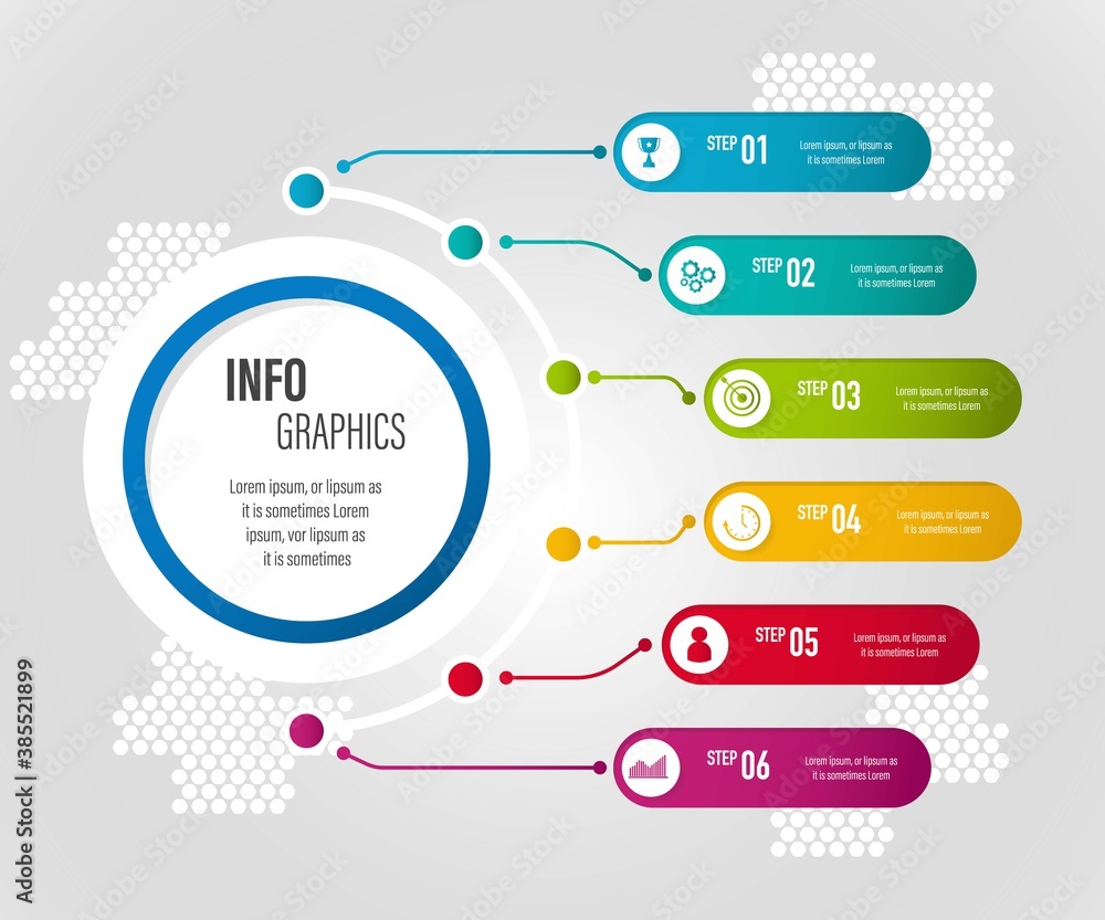 Circle Timeline infographics design vector and business icons with 6 ...