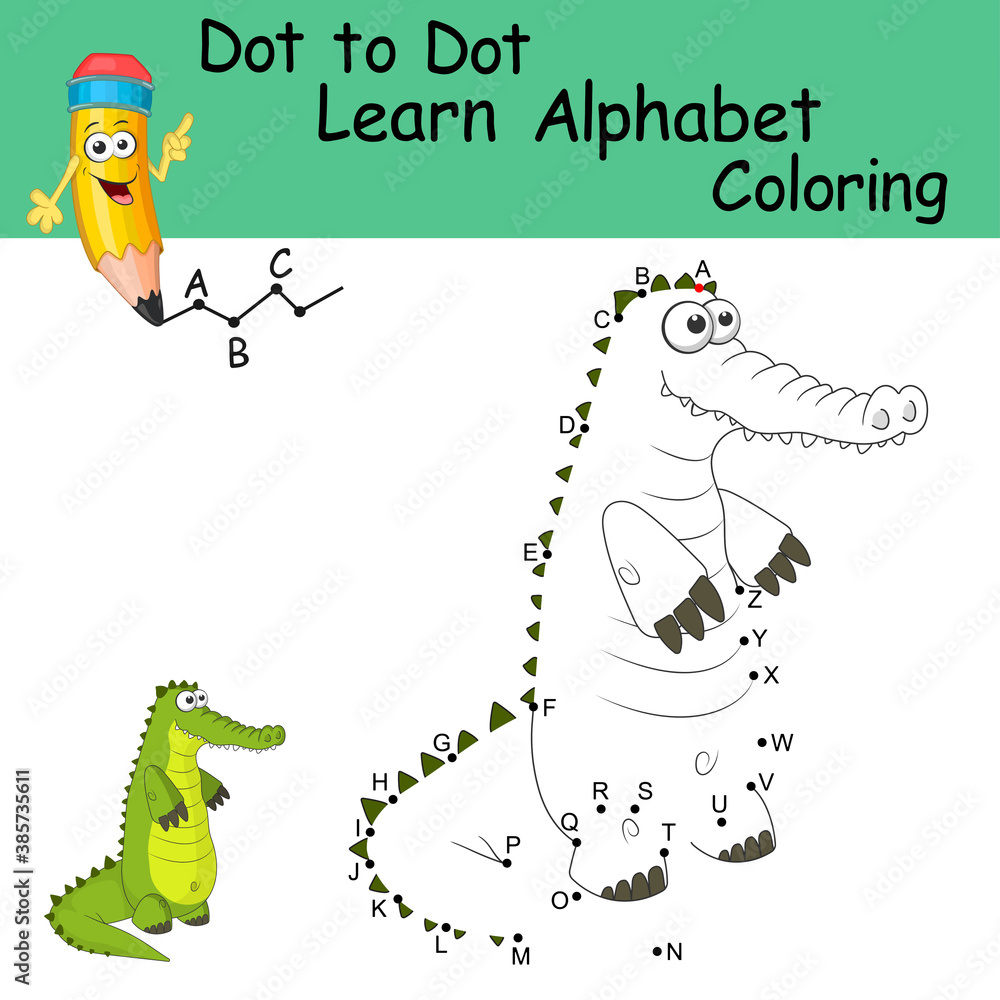 Vector de Stock Dot to dot game with letters for kids. Learning the ...