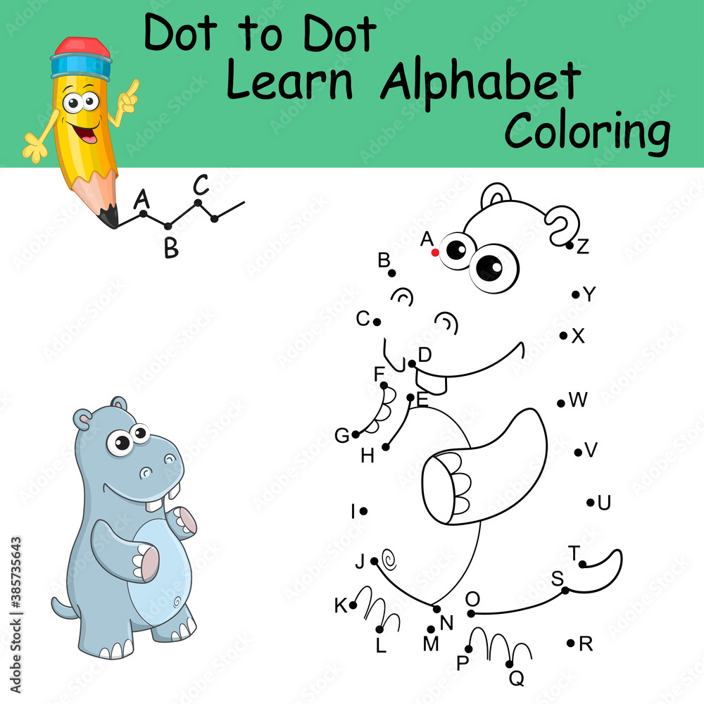 Dot to dot game with letters for kids. Learning the uppercase letters ...