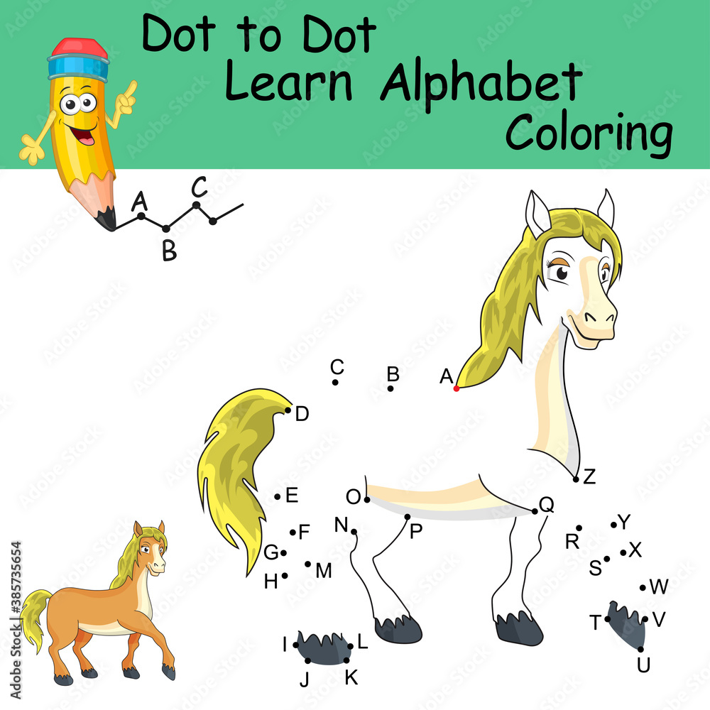 Dot to dot game with letters for kids. Learning the uppercase letters ...