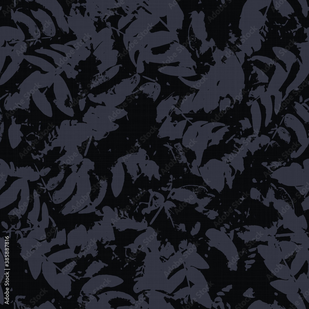 Dark moody almost black leaf seamless pattern. High quality ...