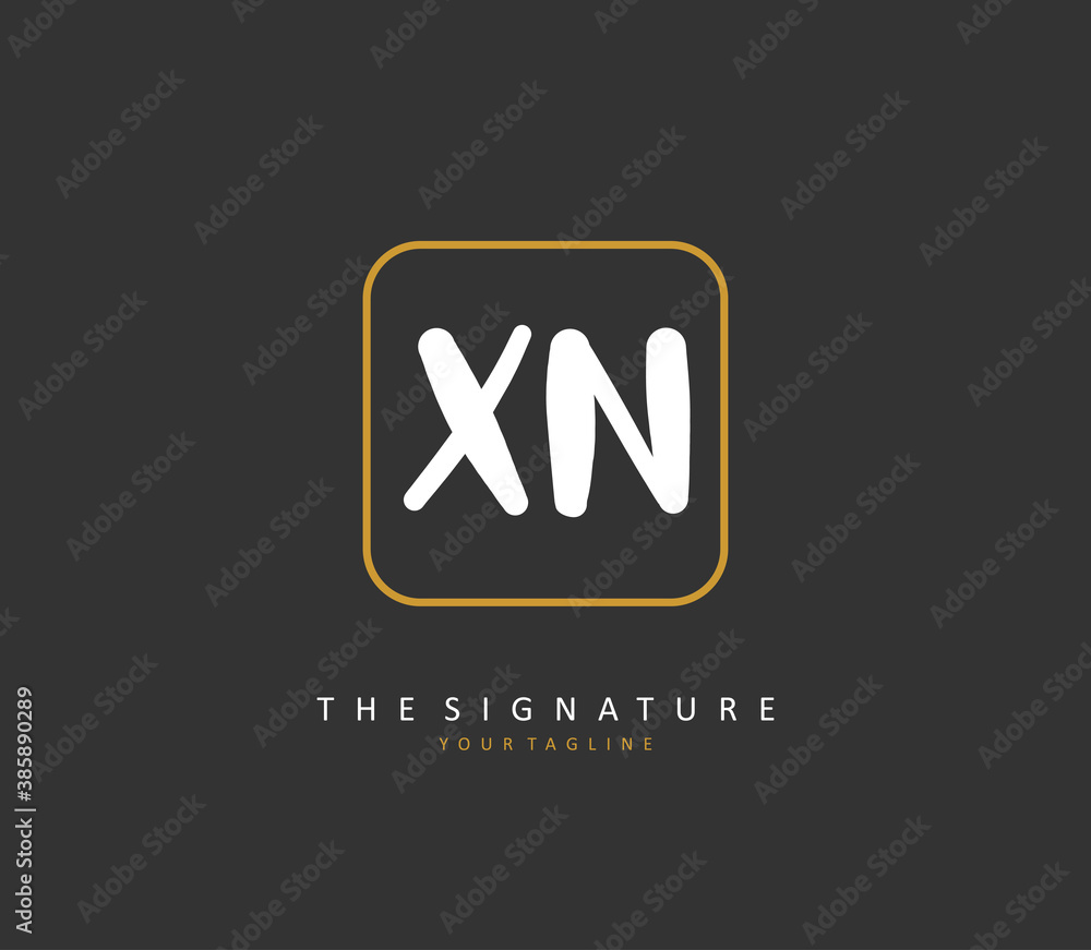 X N XN Initial letter handwriting and signature logo. A concept ...