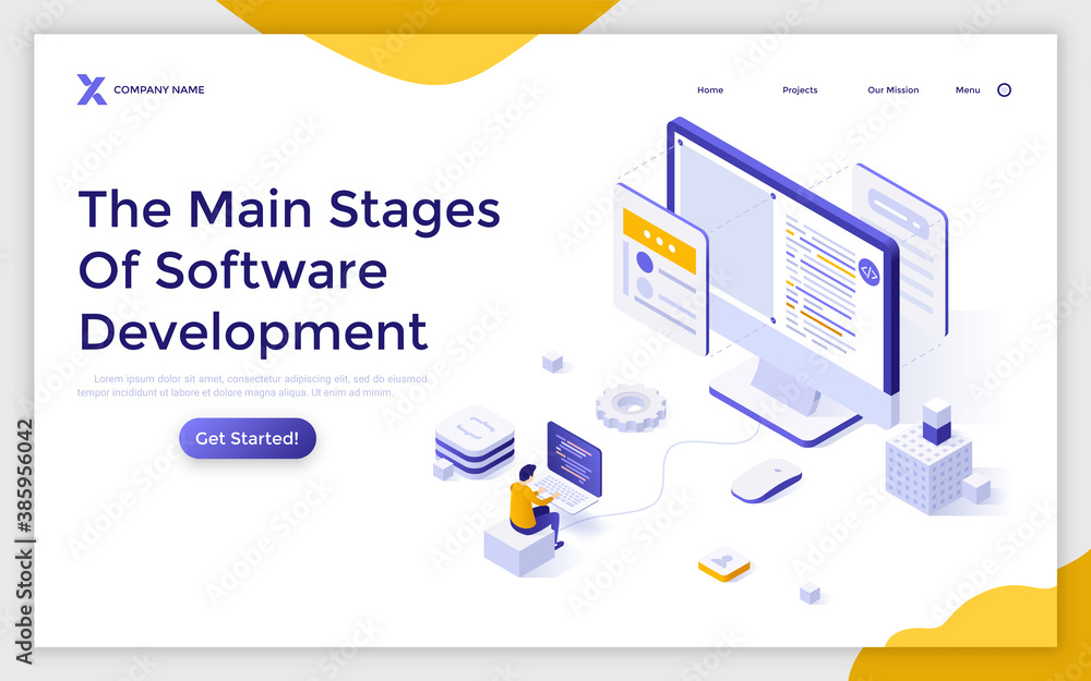 Isometric Vector Landing Page Stock Vector | Adobe Stock