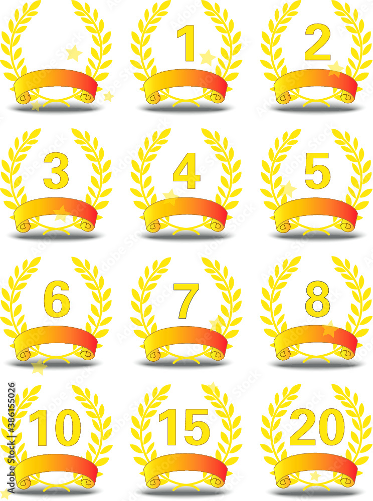 Vector de Stock Vector number laurel wreath set - Laurel wreath ...