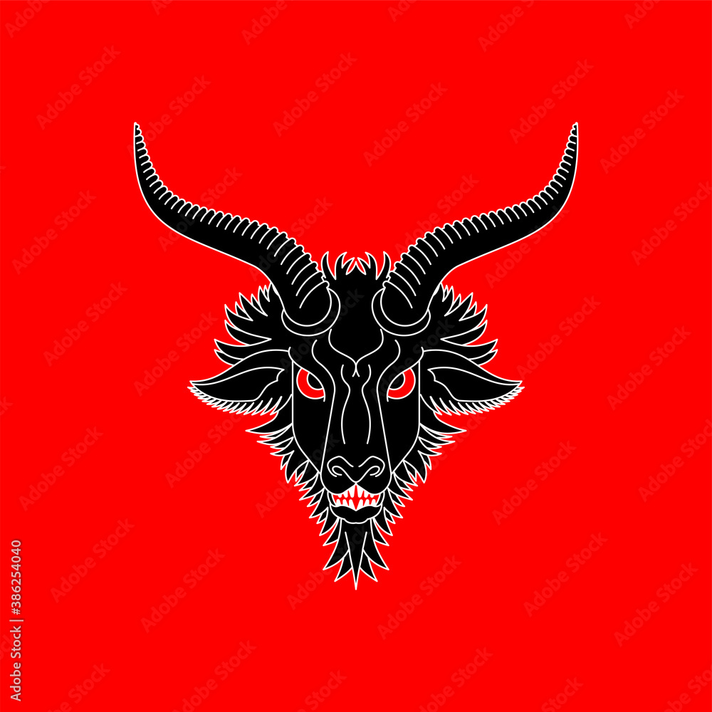 Baphomet goat head isolated. Satanic symbol. Satan with Demon. Devil ...